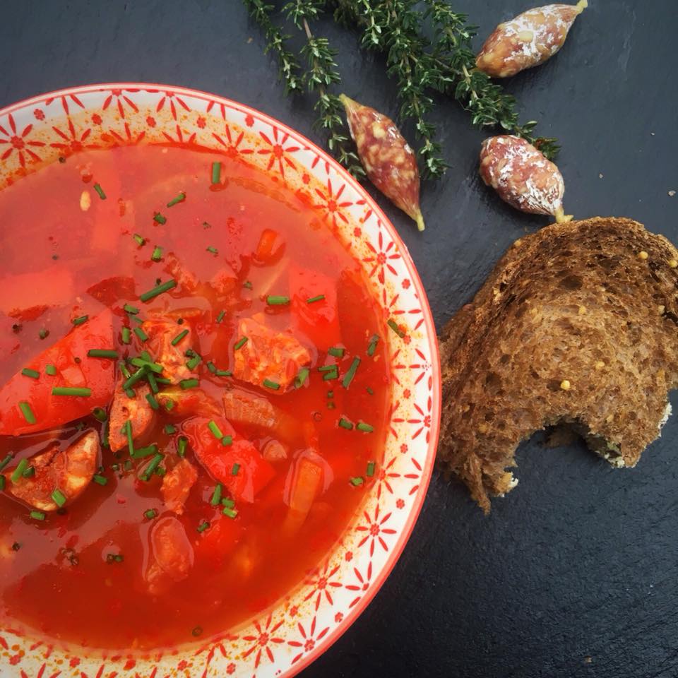 Grilled vegetables: Lescó soup