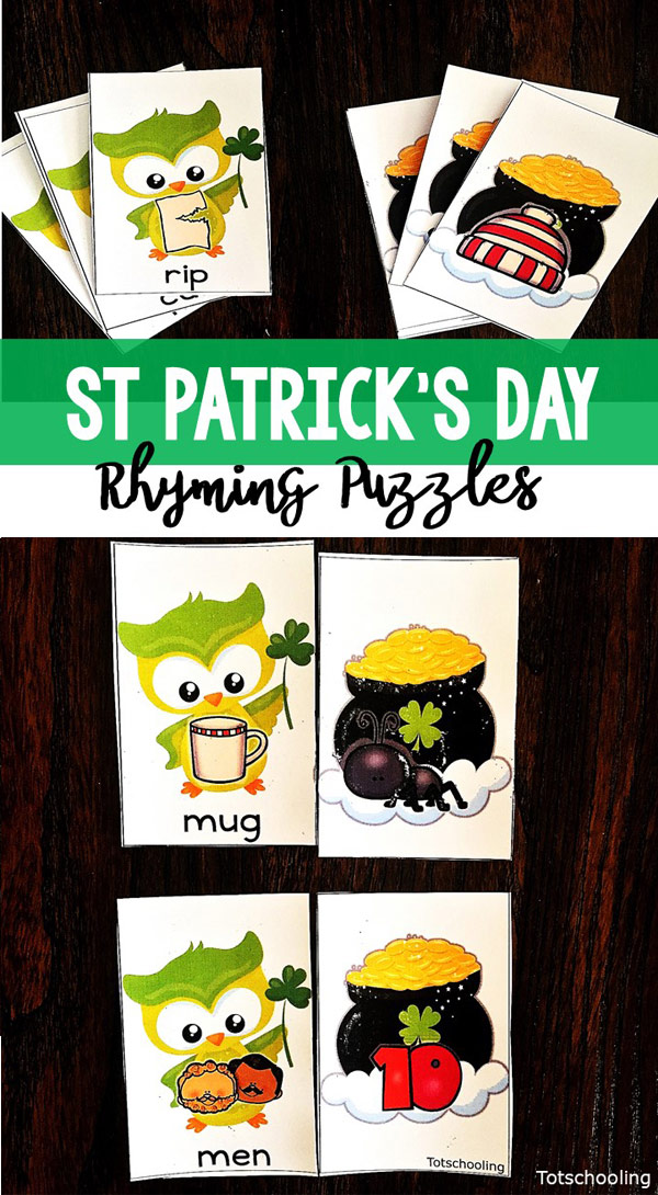 St. Patrick's Day Rhyming Puzzles | Totschooling - Toddler, Preschool ...
