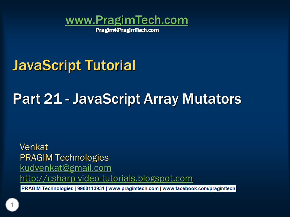 Sql Server Net And C Video Tutorial Javascript Array Mutators