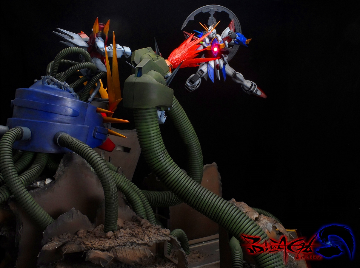 Custom Build: MG 1/100 God Gundam VS Devil Gundam Diorama