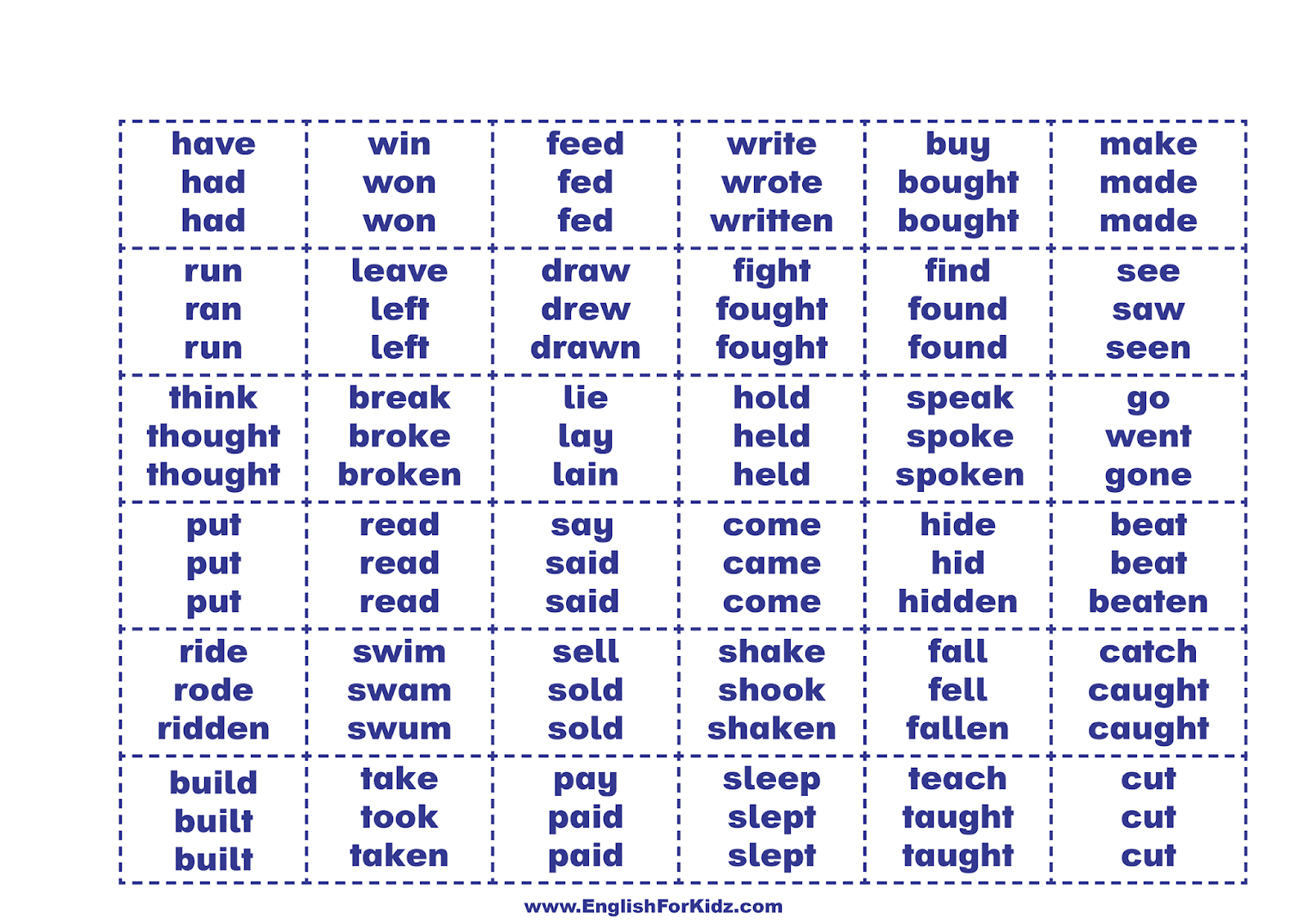 Irregular Verbs Game