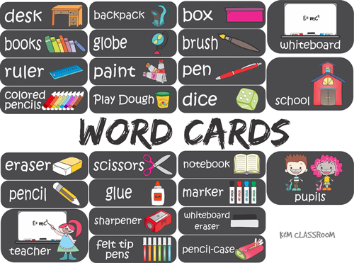KM Classroom: Back to School - Flash Card and Word Card Games