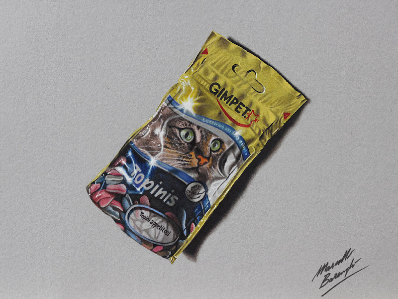 Cat's Snack Drawing - Marcello Barenghi