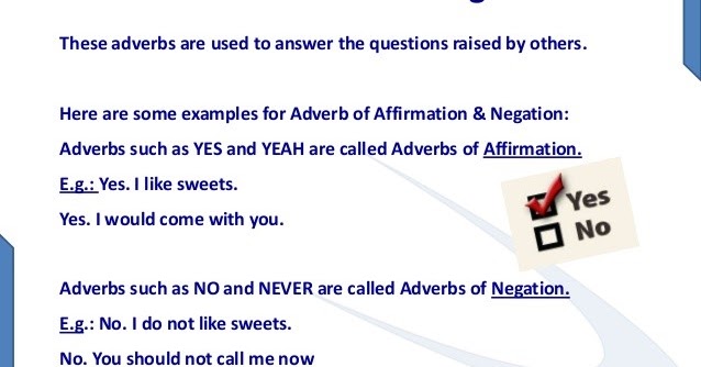 Adverb of Affirmation and Negation - English Grammar A To Z