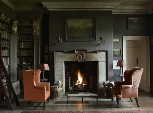 Content in a Cottage: Nice Library with Fireplace