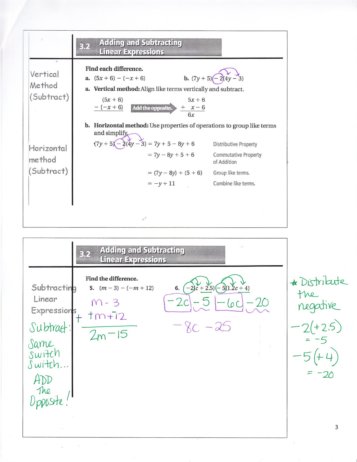Ms. Jean's Classroom Blog: Math 7 3.2 Adding and Subtracting Linear ...