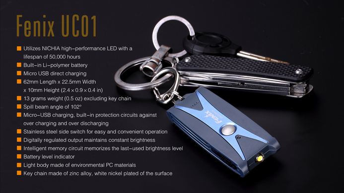 Sun Flashlight จำหน่าย ไฟฉายประสิทธิภาพสูง: ไฟฉายพวงกุญแจ Fenix UC01