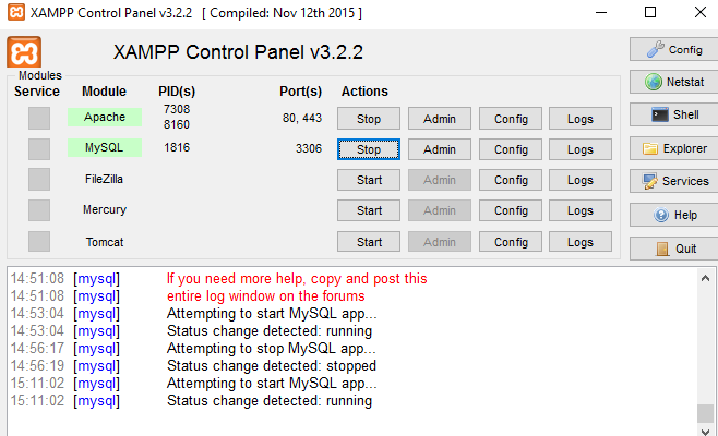 XAMPP MySQL shutdown unexpectedly HATASI! XAMPP MySQL shutdown unexpectedly HATASI!