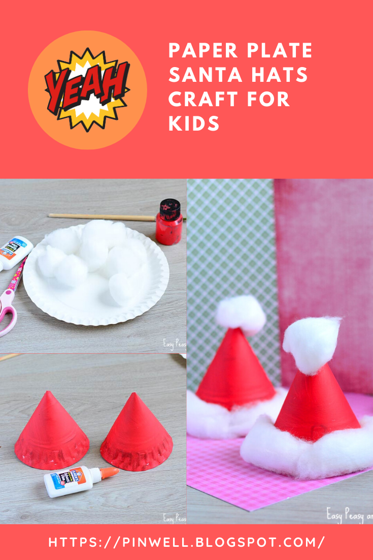 Christmas Crafts DIY for Kids - Paper Plate Santa Hats