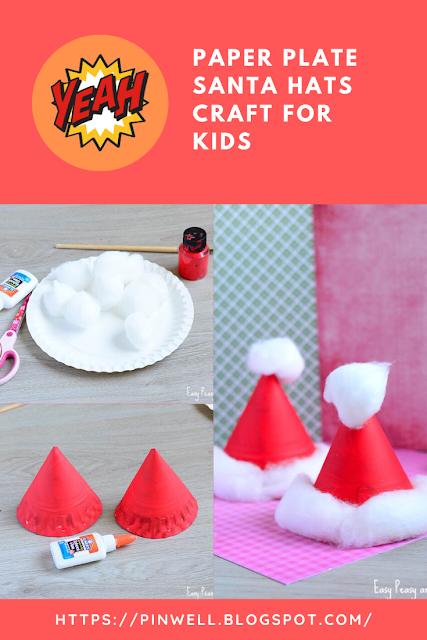 Christmas Crafts DIY for Kids - Paper Plate Santa Hats