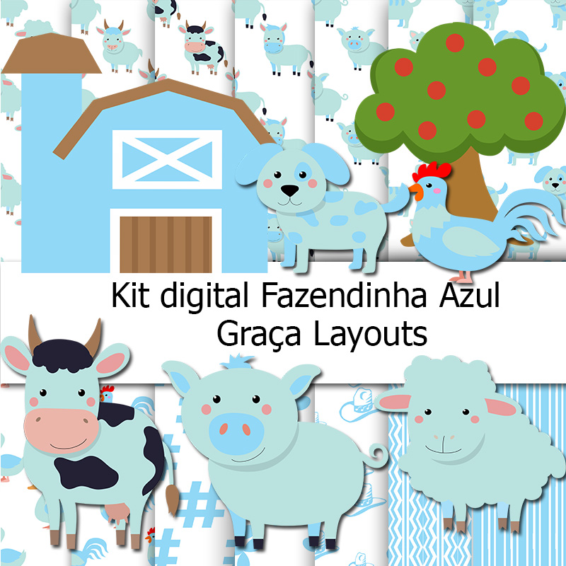 Kit digital fazendinha azul gratis