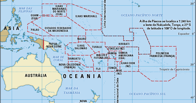 Blog de Geografia: Mapa da Oceania