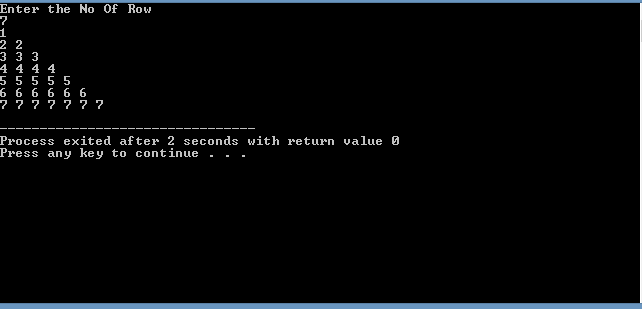 Write A C Program To Print Half Pyramid Using Similar Number In Row