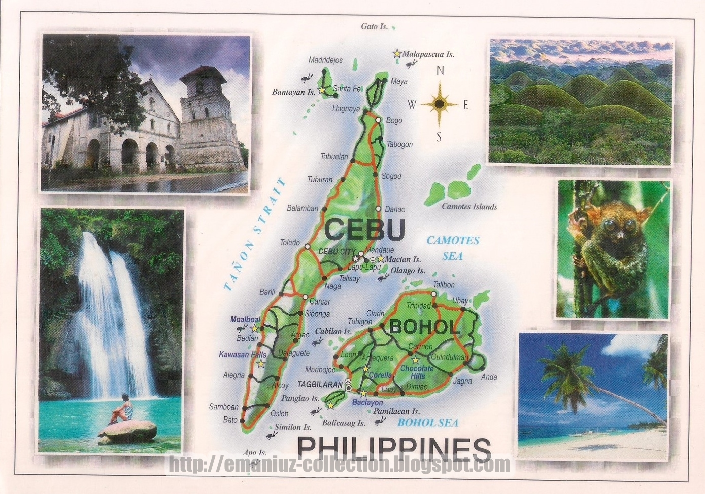Postcard of the Philippines | Mapcards of Visayas | Emaniuz Collection