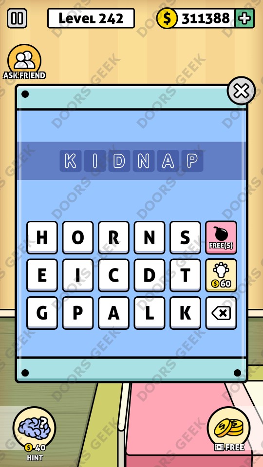 Escape Room: Mystery Word Level 242 Answer ~ Doors Geek