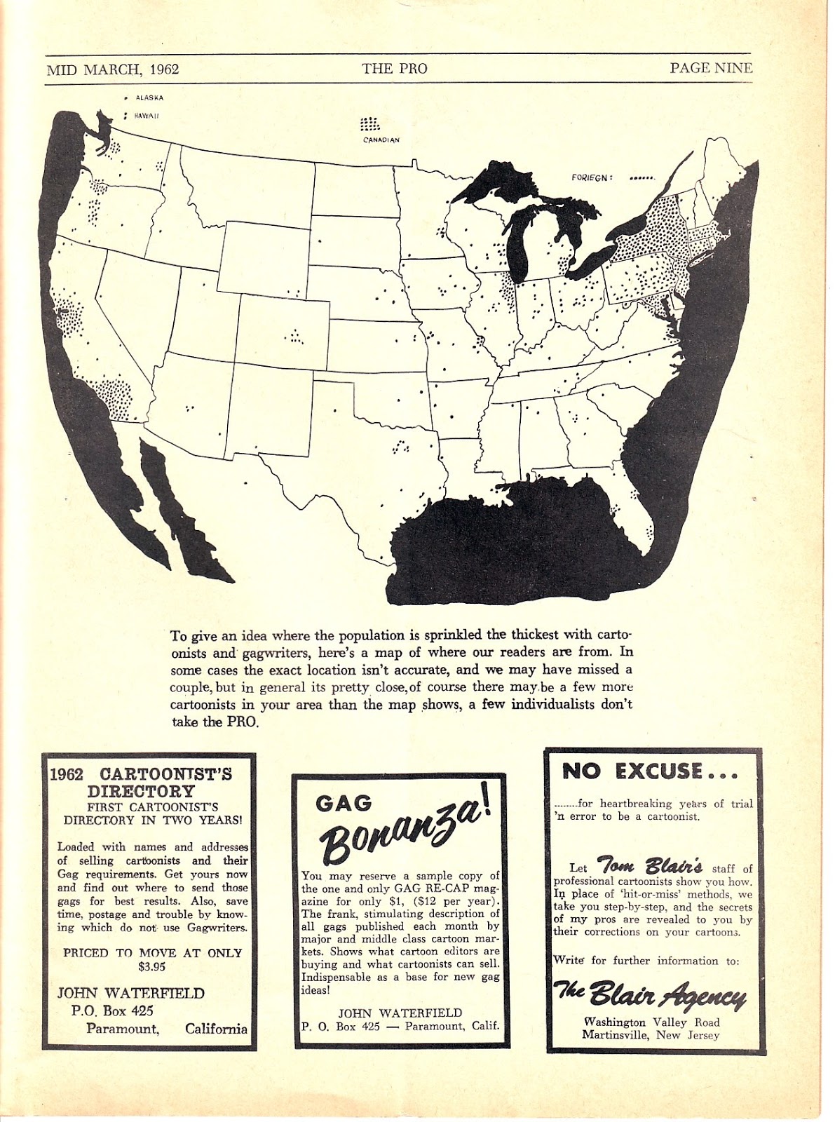 Mike Lynch Cartoons: The PRO Cartoonist & Gagwriter, Mid-March 1962