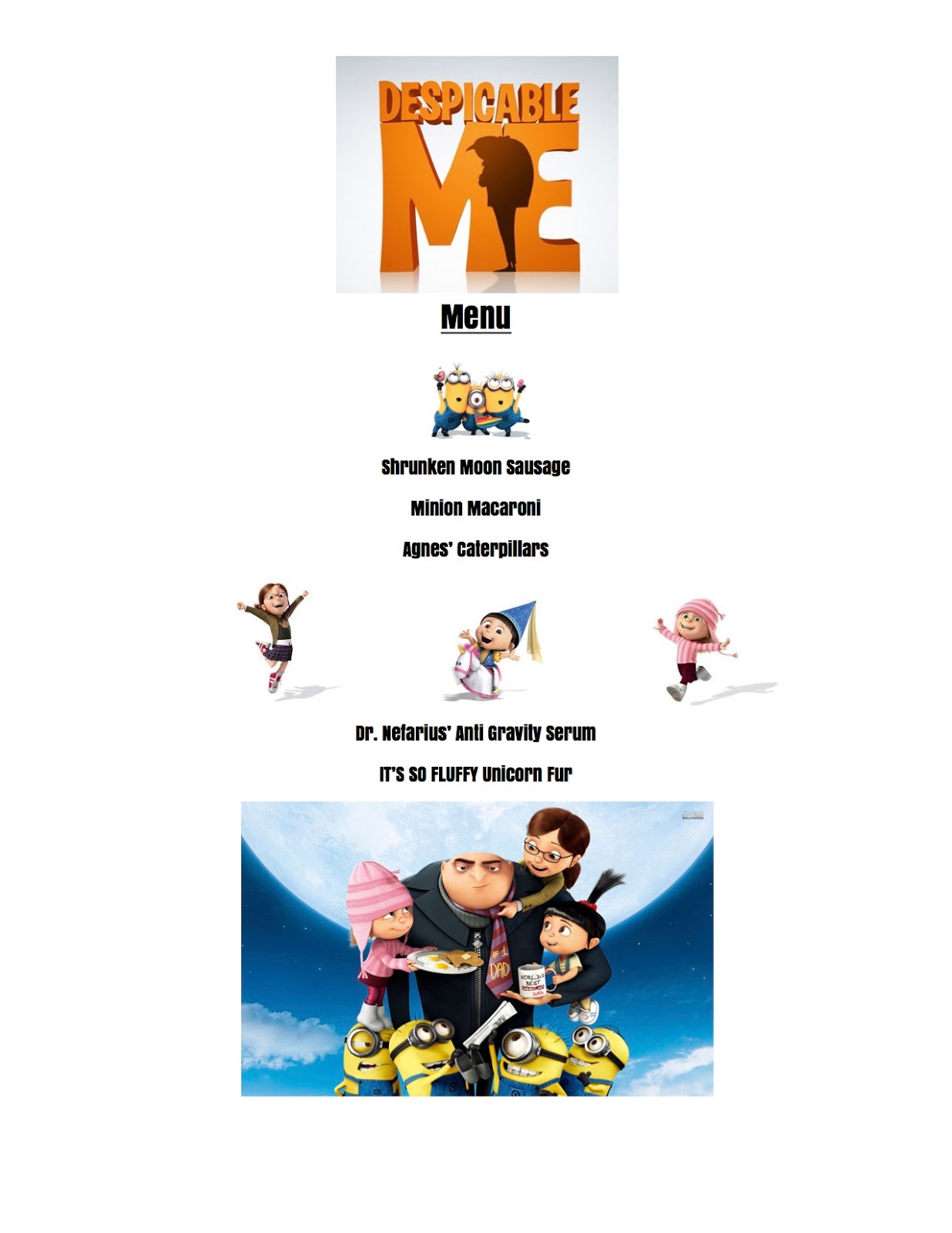 Reel Fancy Dinners: Despicable Me Dinner