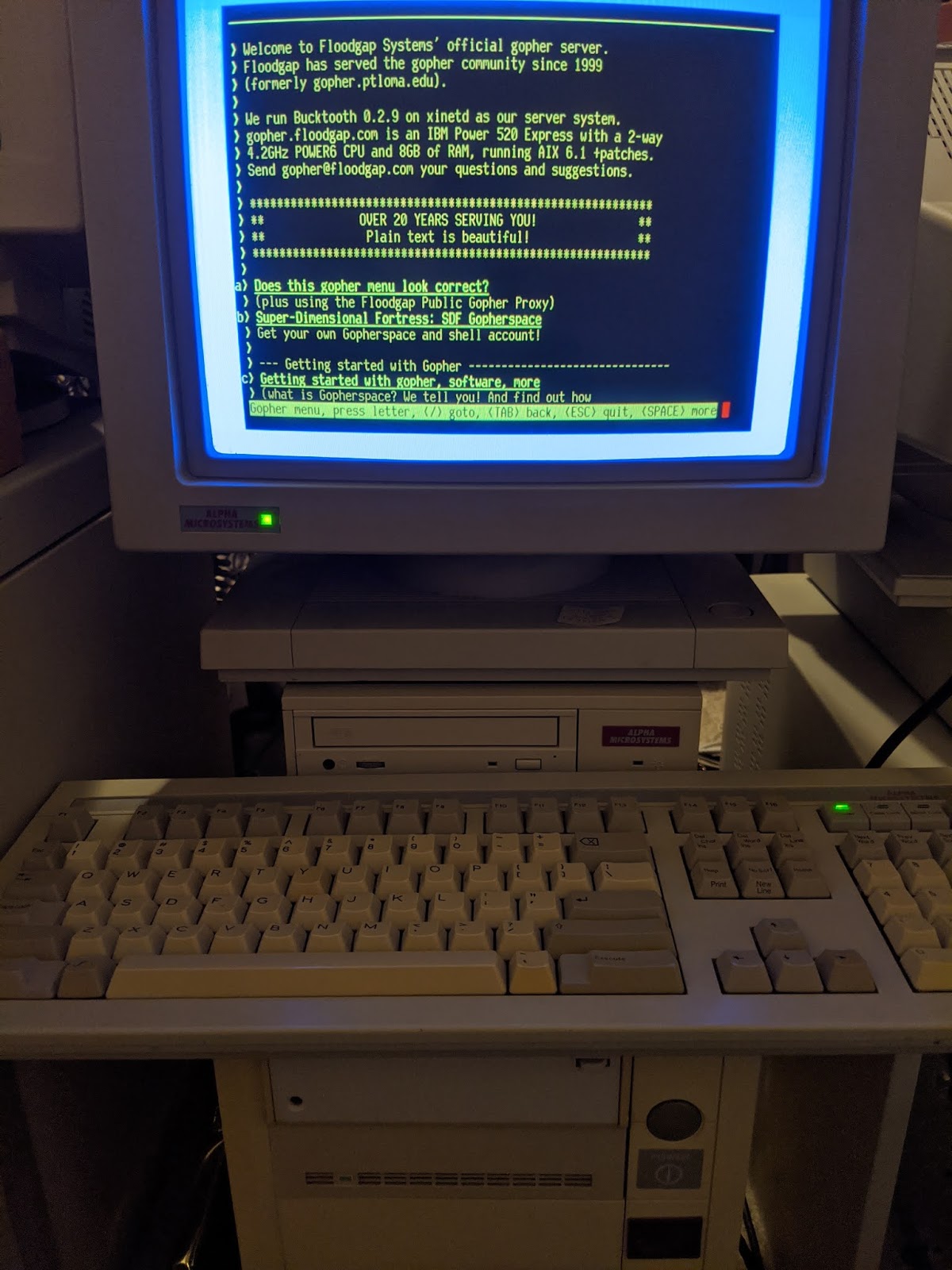 Old Vintage Computing Research: Hacking a gopher client into the Alpha ...