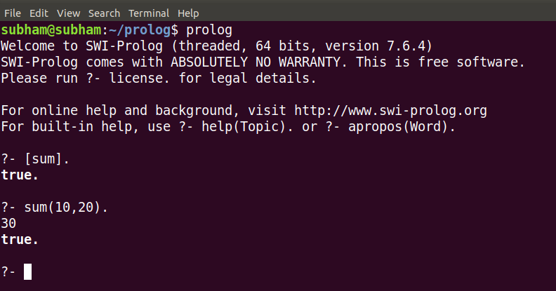 Write a prolog program which sum of two digit