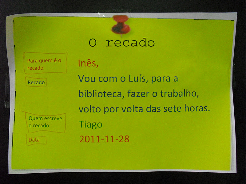 Diário da Turma 1 (Turma2 em 2011/2012): O Recado