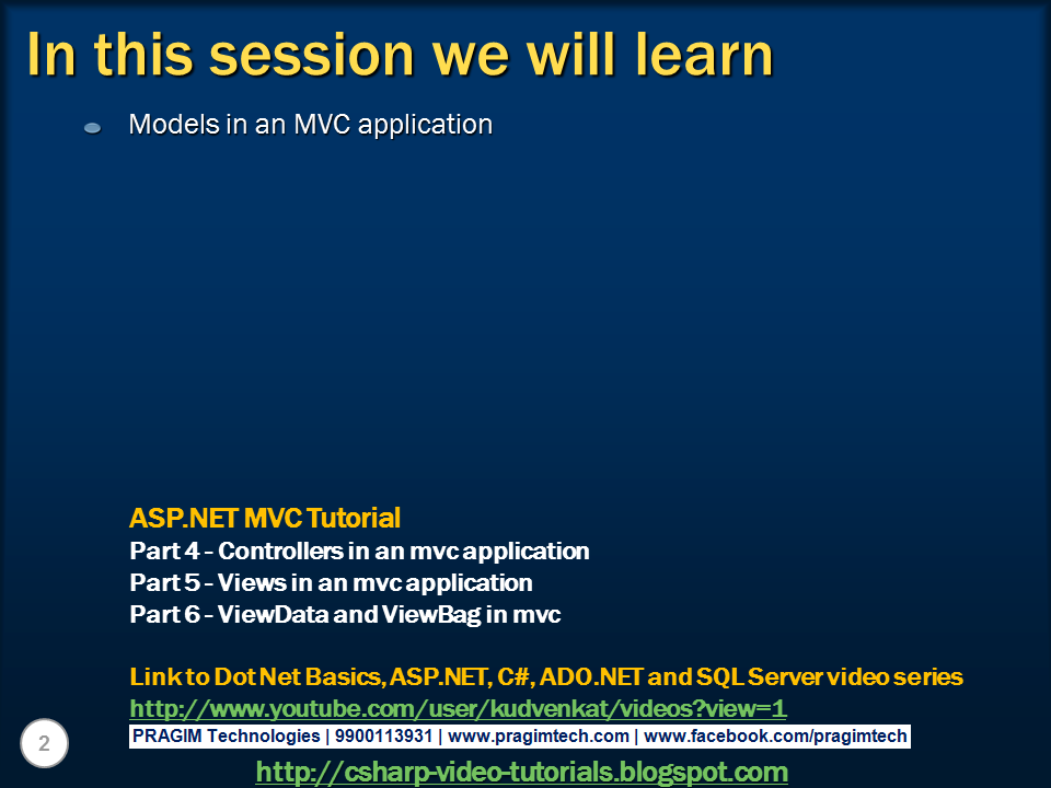 Sql Server Net And C Video Tutorial Part 7 Models In An Mvc
