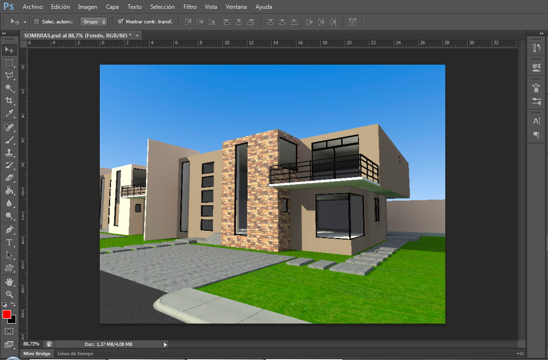 Añadir sombra a árboles/personas/objetos en un render con PHOTOSHOP ...