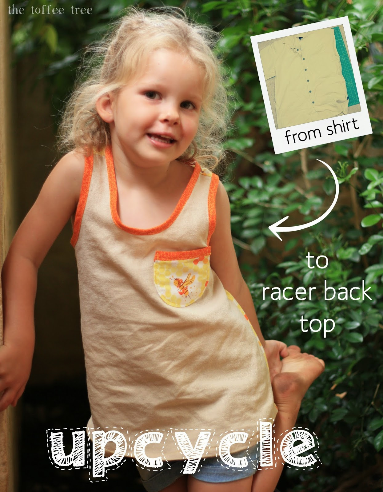 {Kids Clothes Week} Upcycled Bee-utiful Hemp Racer Back Singlet