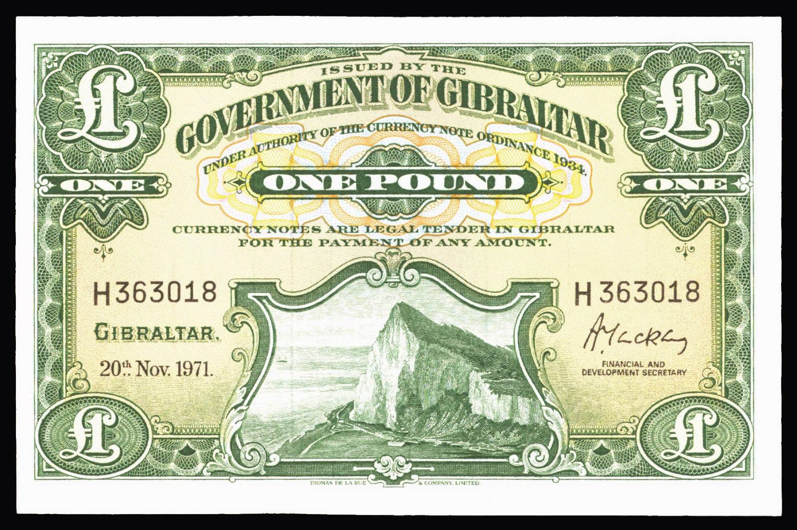 Gibraltar 1 Pound note 1971|World Banknotes & Coins Pictures | Old ...