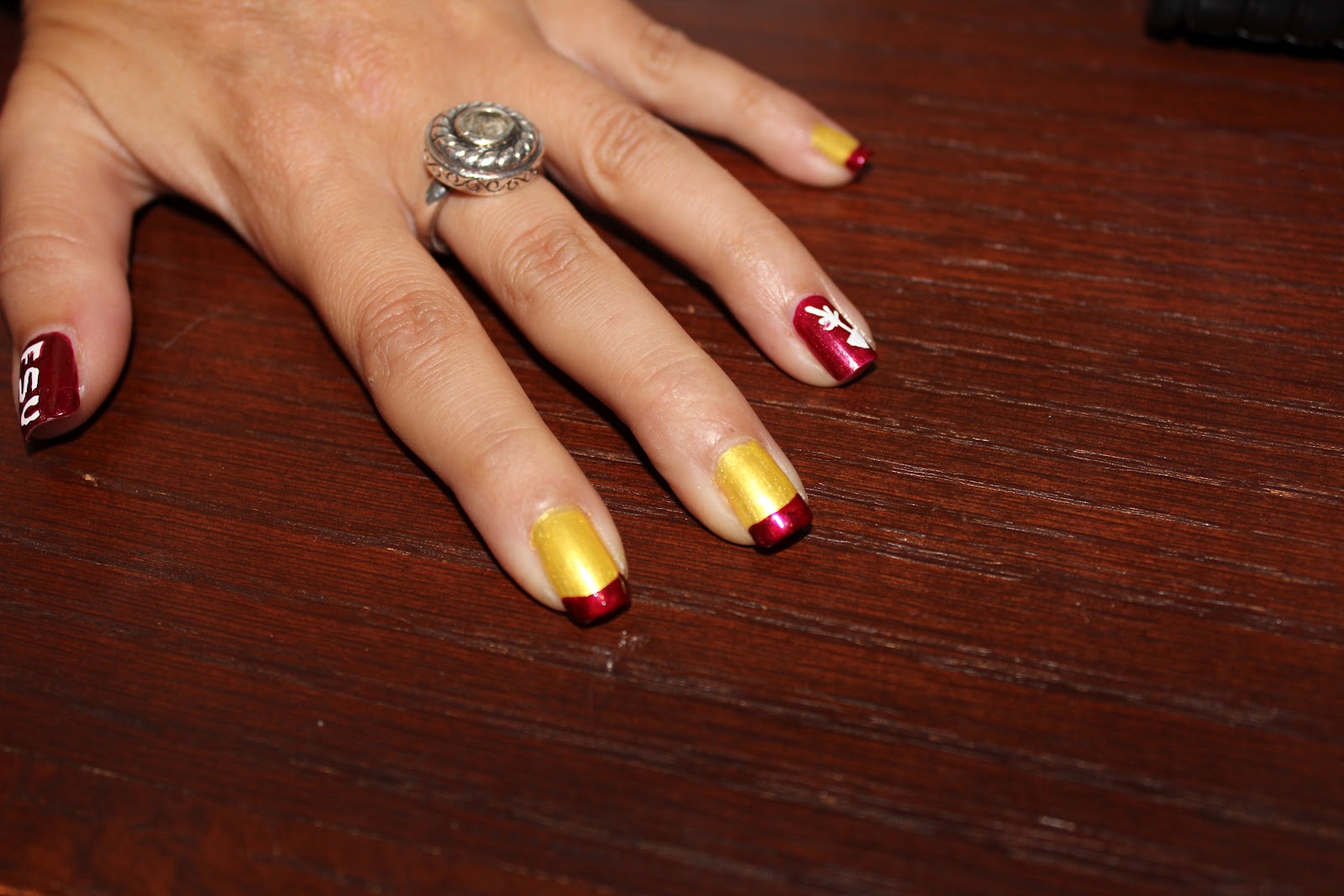 Simple Nail Art for Newbies: FSU Nails ~ GO NOLES!