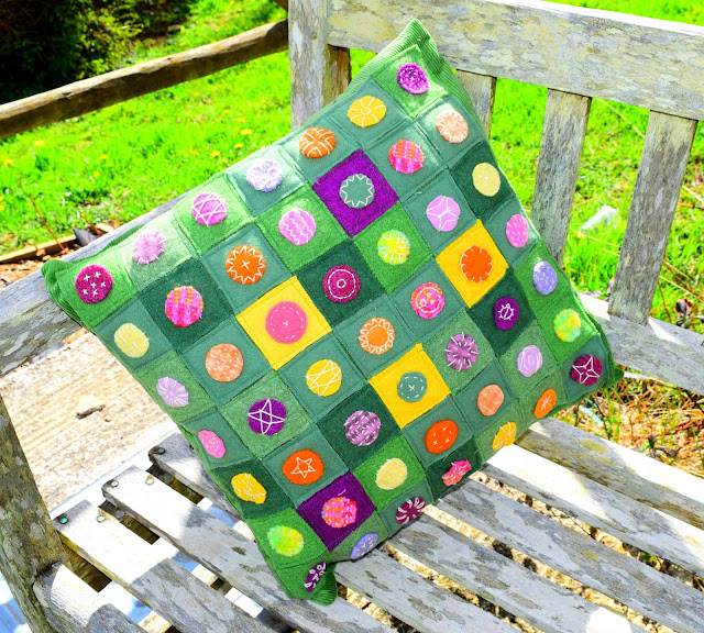 Wonky Patchwork: Spring Flower Patchwork Cushion