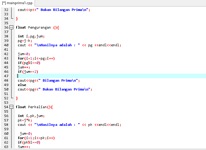 Codingan C++ Menentukan Bilangan Prima dengan Menu Penjumlahan, Pengurangan, Perkalian dan ...