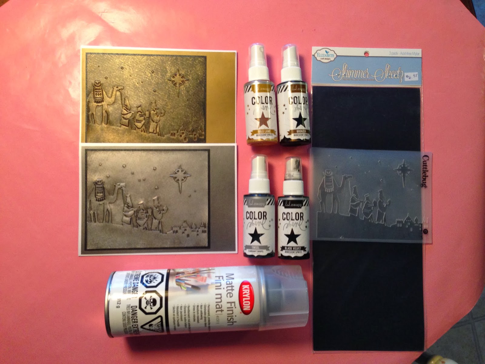 My Vintage Cat: Shimmer Sheetz, Colour Shine, Cuttlebug Christmas Cards!