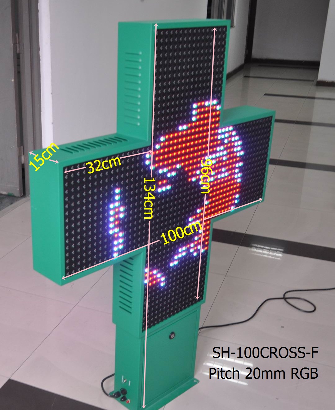 PetroLed: Pharmacy Cross Sign Outdoor Led Cross (100cm Full color display)