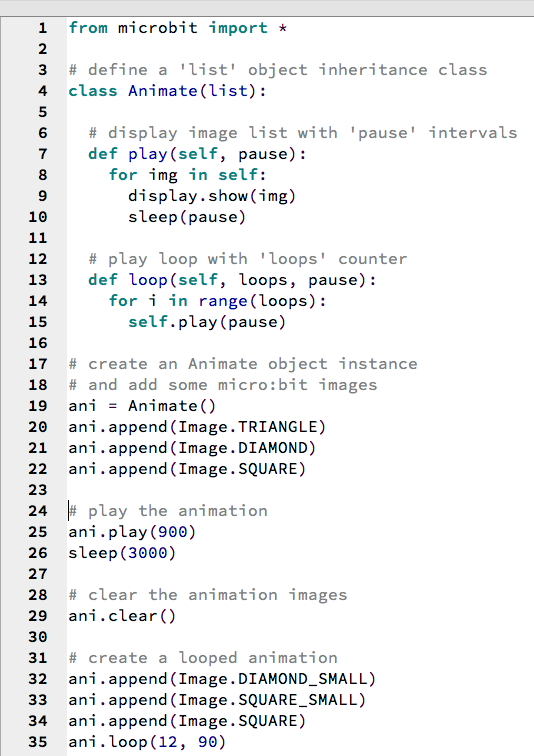 David Briddock Microbit Micropython Animate Class
