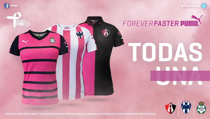 Puma unveils Project Pink Monterrey, Club Atlas and Santos Laguna Kits ...