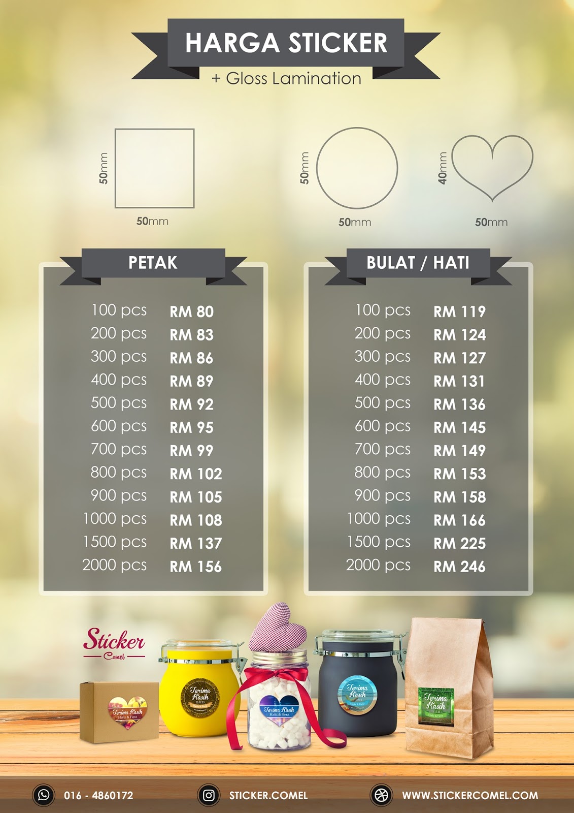 Senarai Harga - Sticker Comel