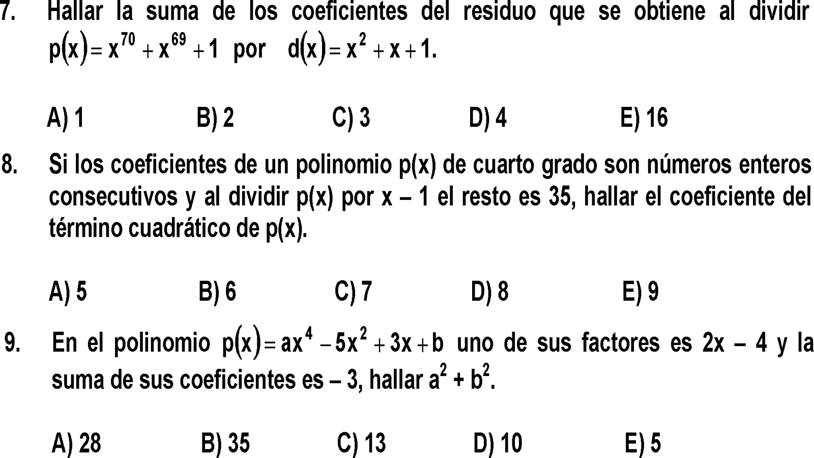 DIVISION ENTRE POLINOMIOS METODOS EJEMPLOS Y EJERCICIOS RESUELTOS