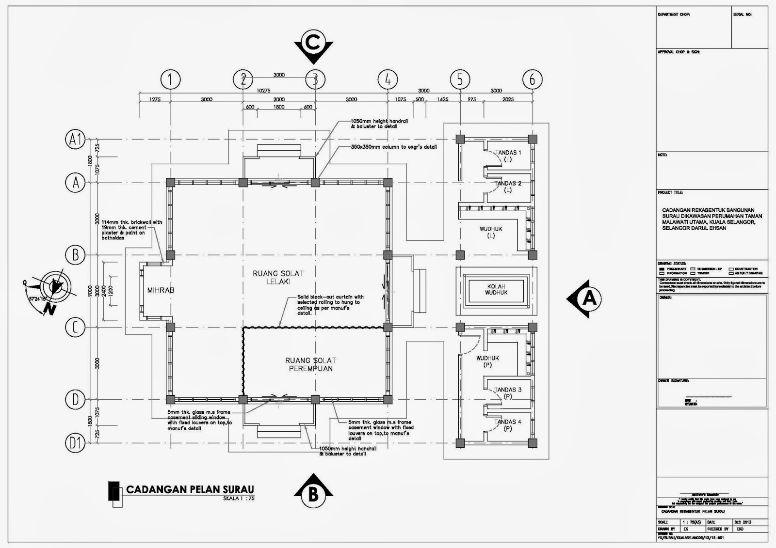 SURAU TAMAN MALAWATI UTAMA: Pelan tapak surau