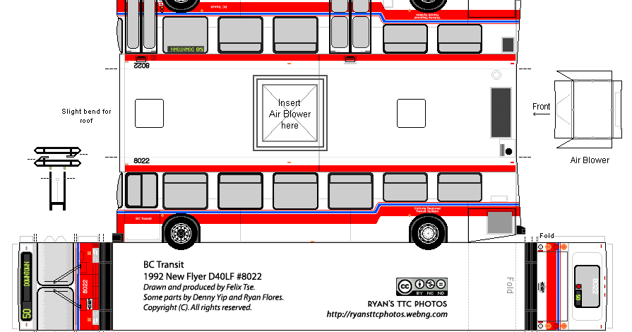 SP. Papel Modelismo: PaperCraft Bus 1992 New Flyer D40LF - BC Transit