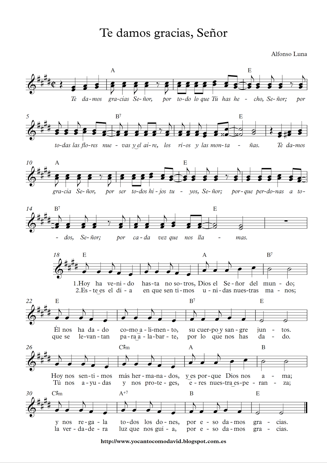 Te damos gracias, Señor | Yo canto como David