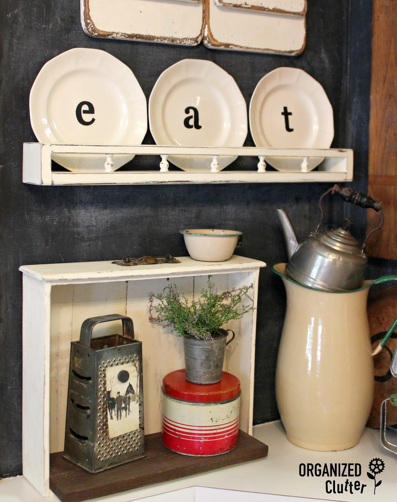 Farmhouse Kitchen Plate Rack Makeover - Organized Clutter