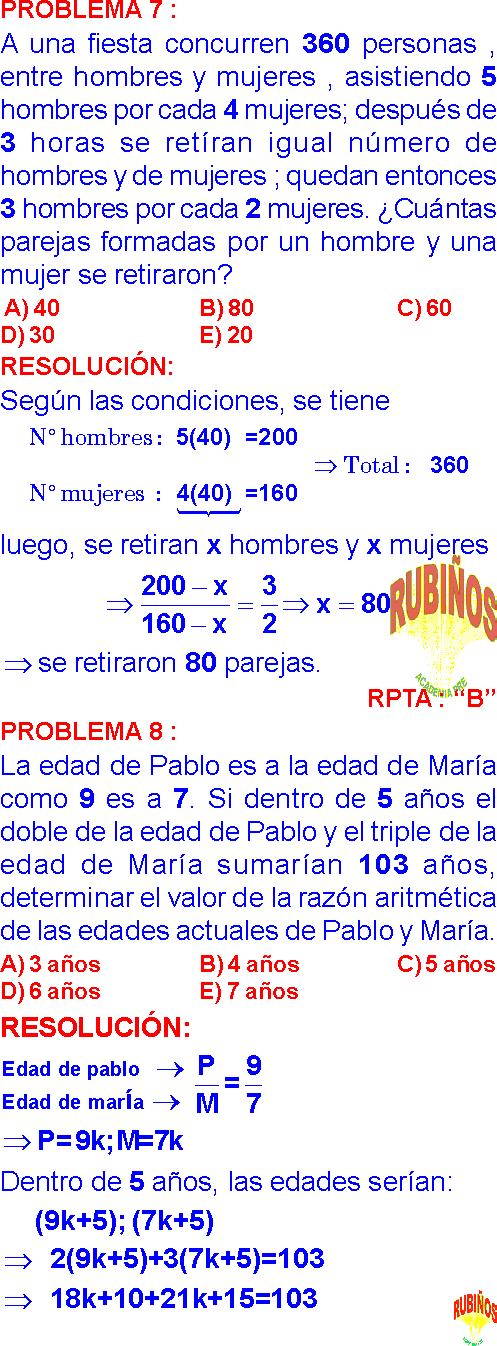 RAZONES Y PROPORCIONES PROBLEMAS RESUELTOS
