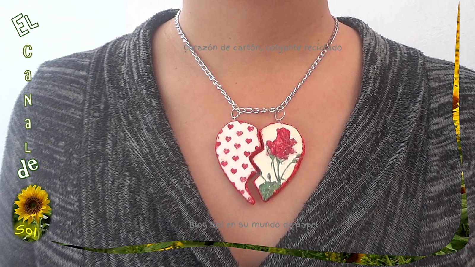 Corazón de cartón, colgante reciclado