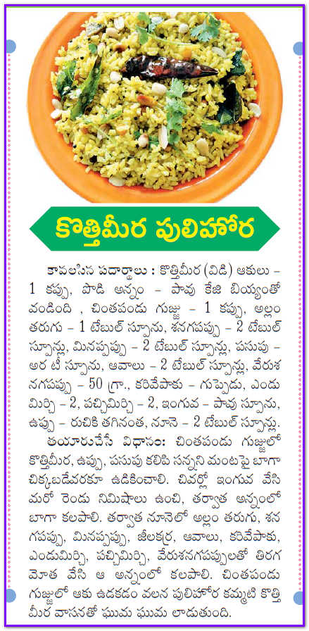 CHODAVARAMNET: SPECIAL PULIHORA RECIPE WITH GREEN LEAVES -ESPECIALLY ...