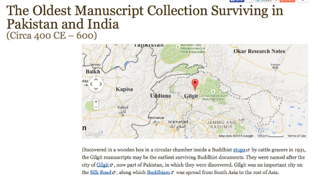 Okar Research: Gilgit Manuscript (5th C. AD)