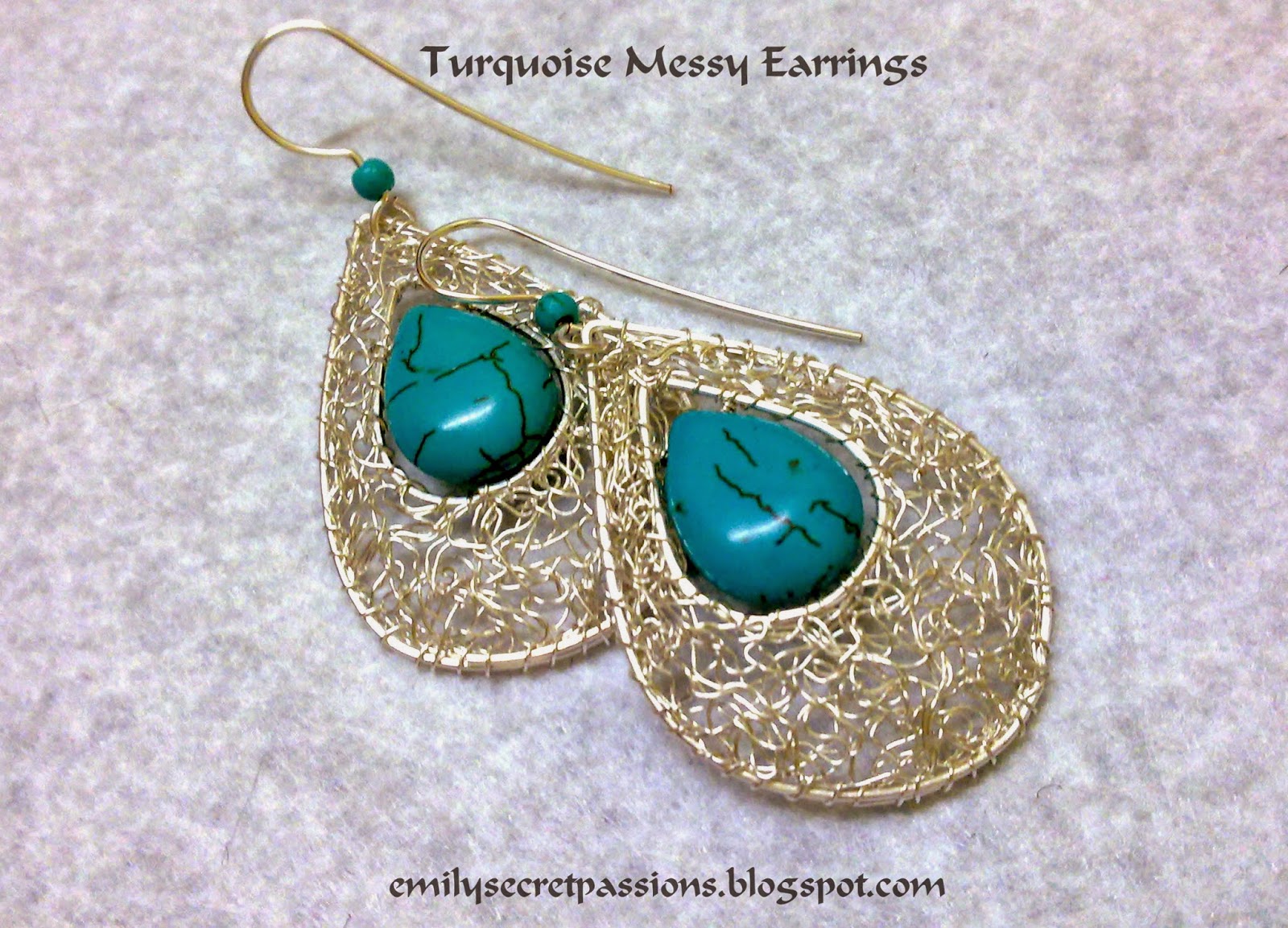 Emily Secret Passions: Handmade Jewelry ~ Turquoise Messy Earrings