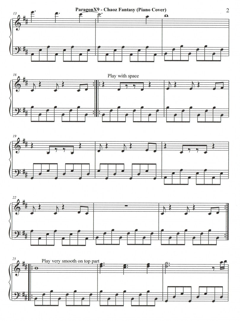 SHEET MUSIC - SOAD727: ParagonX9 - Chaoz Fantasy Sheet Music