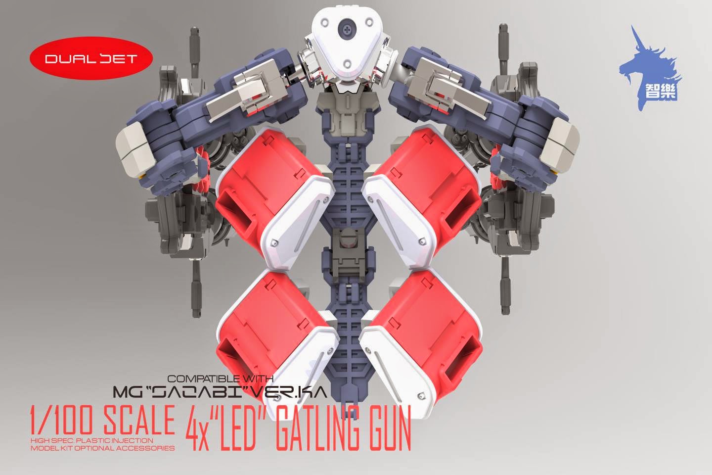 Playwright: 1/100 4x Gatling Gun Set + LED for MG Sazabi Ver. Ka ...