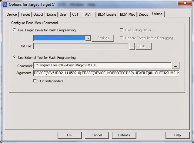 Integrating FlashMagic with Keil uVision4 for P89V51RD2
