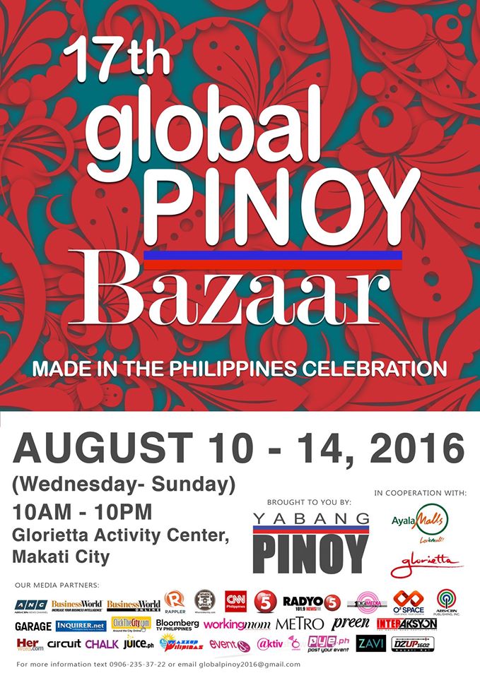 Manila Shopper: 17th Global Pinoy Bazaar at Glorietta: August 2016